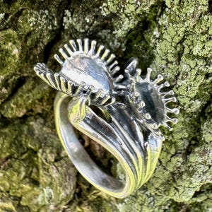 Venus Flytrap Ring Sterling Silver Ring Carnivorous Plant Jewelry Venus Fly Trap Gift Plant ...