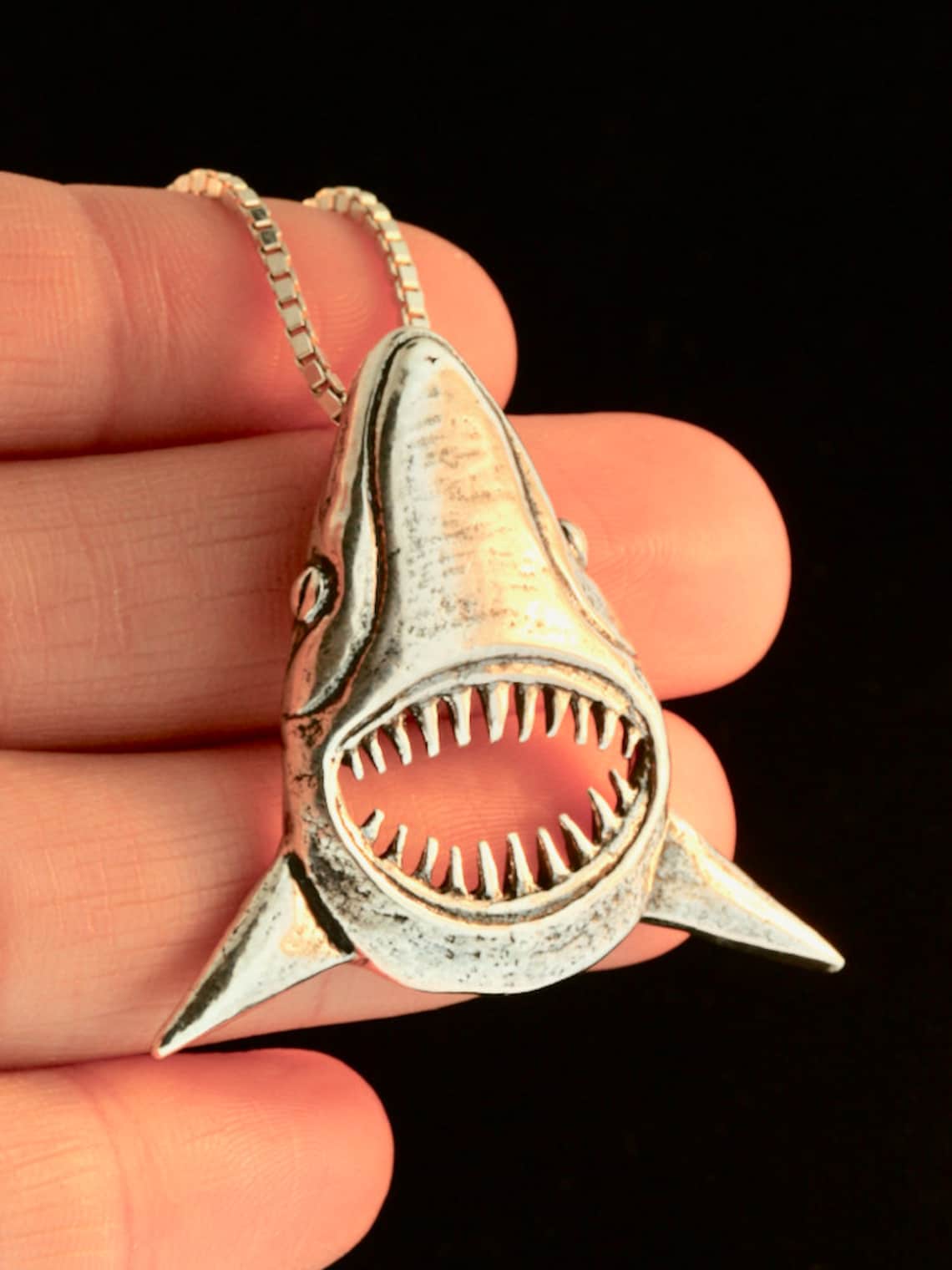 Shark Necklace Unique Gift Shark Pendant Gift for Him Silver - Etsy