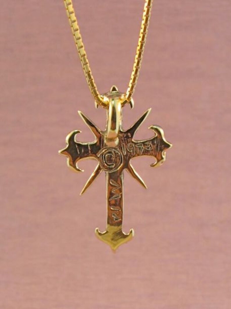 Gold Cross Necklace Gothic Cross Pendant 14k Gold Charm - Etsy