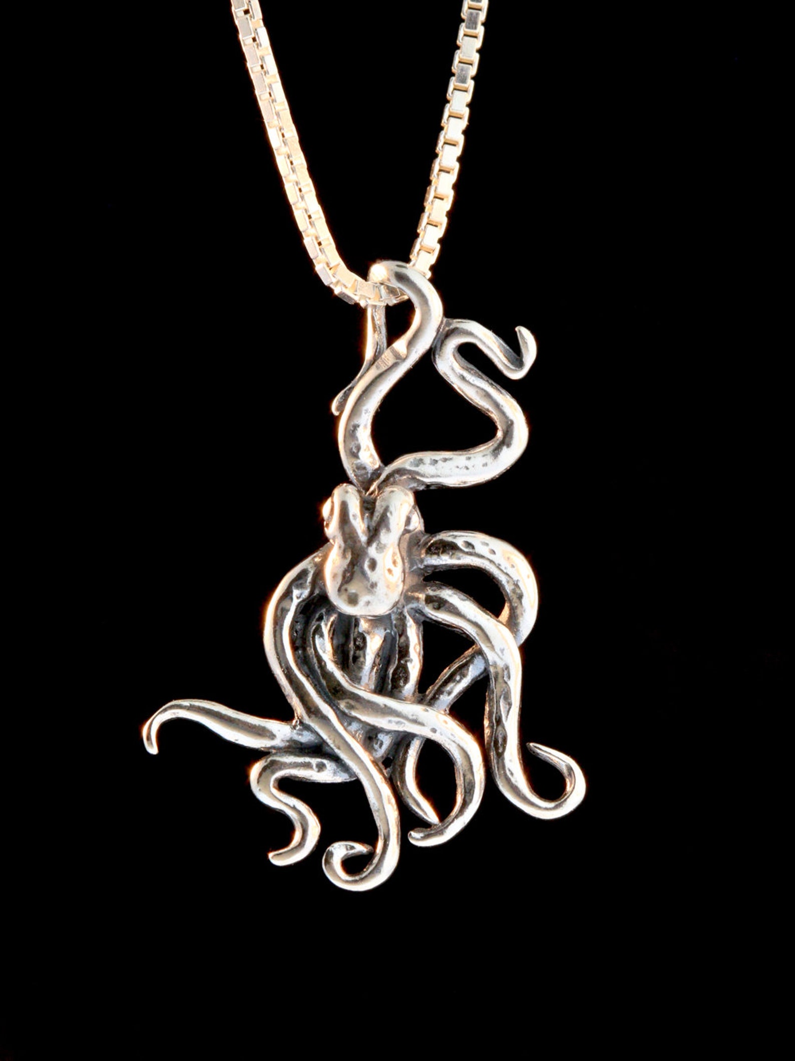 Octopus Necklace Silver Octopus Charm Octopus Pendant - Etsy