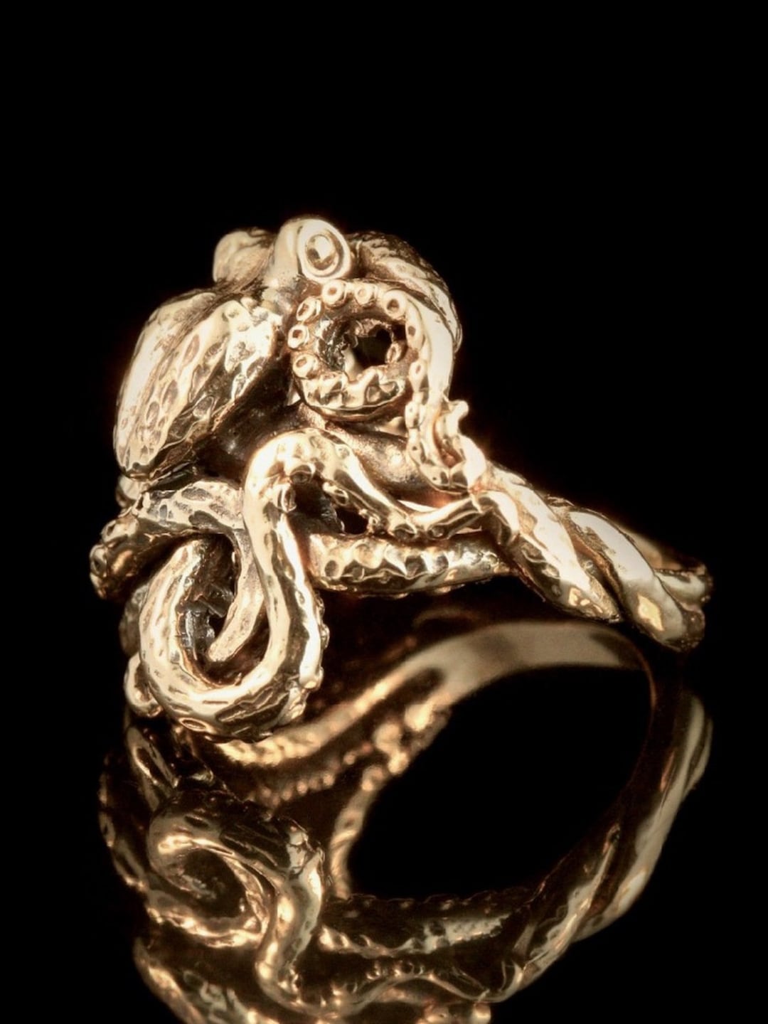 Handmade 14k Gold Octopus Ring - Octopus Lovers Statement Ring ...