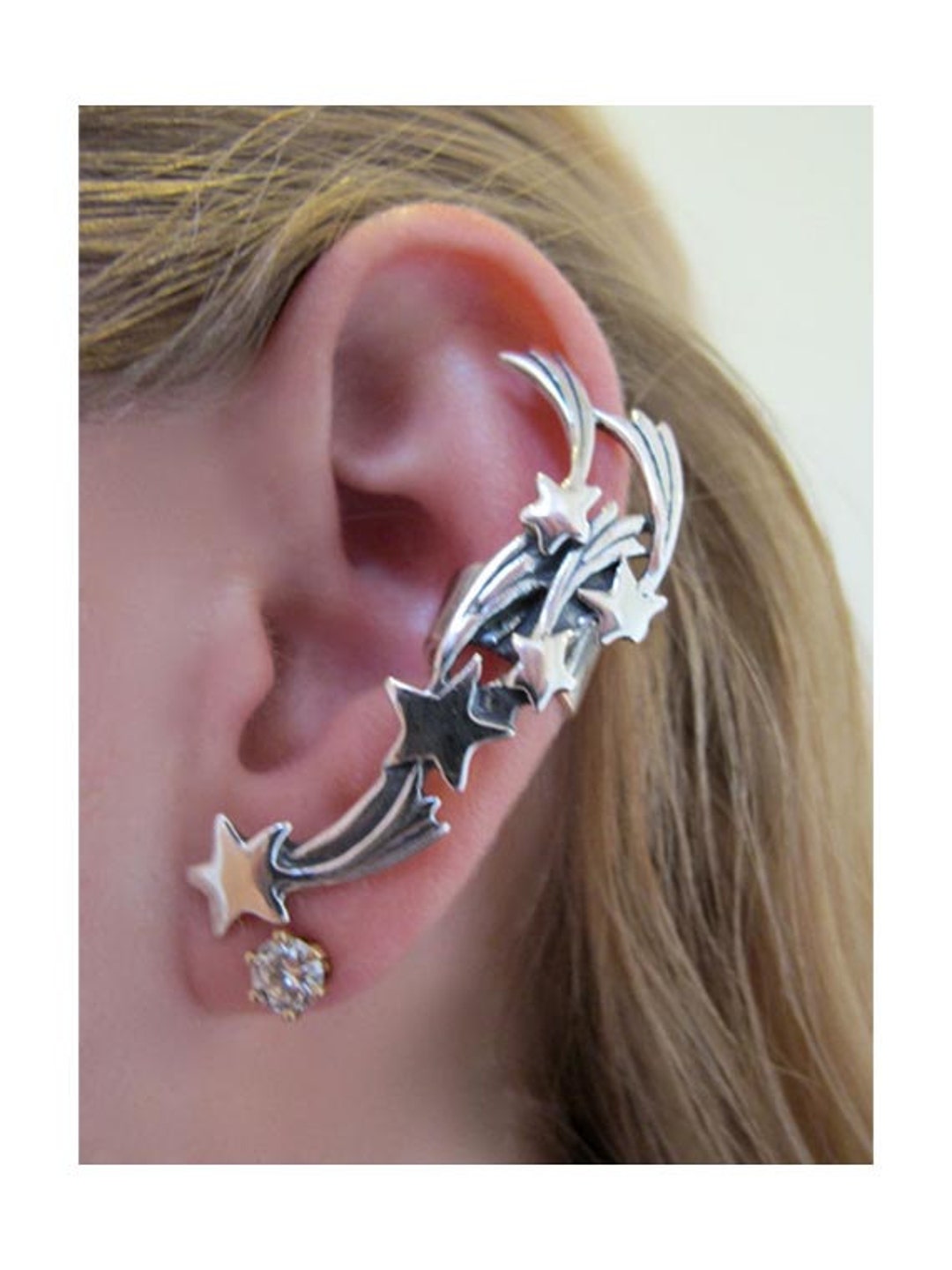 Star Ear Cuff Silver - Comet Ear Cuff - Star Ear Wrap - Star Earring ...