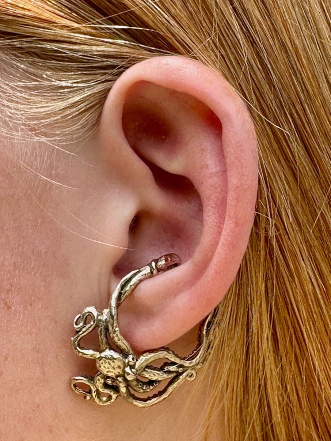 Silver Octopus Hoop Ear Hoop Ear Cuff Tentacle Hoop Tentacle Earring ...