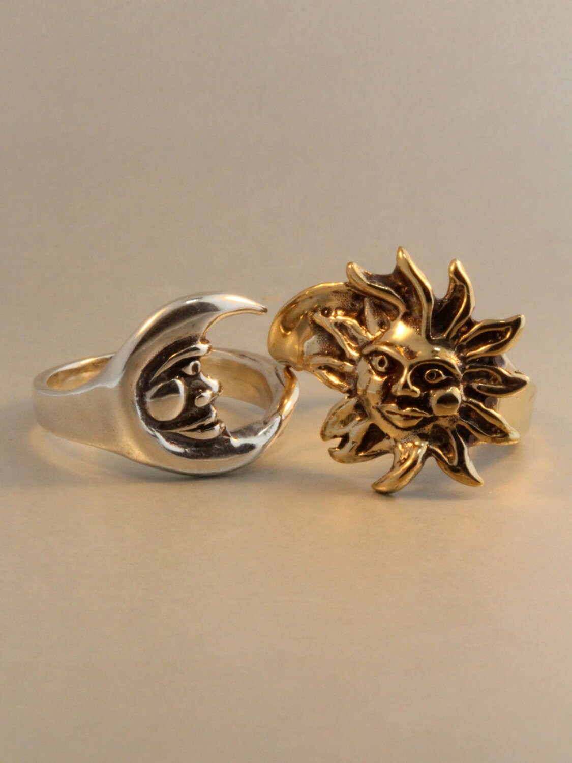 Sun Moon Eclipse Ring Silver and Bronze Version Celestial Ring | Etsy