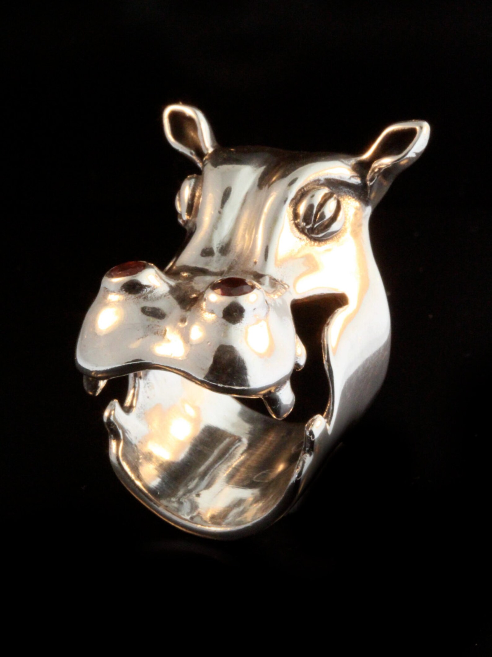 Henrietta Hippo Ring With Gemstones - Sterling Silver - Jewel-eyed ...