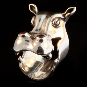 Henrietta Hippo Ring With Gemstones - Sterling Silver - Jewel-eyed ...