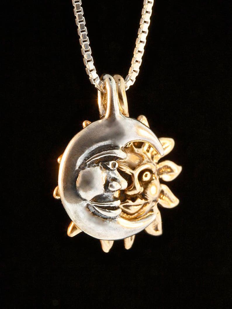 Eclipse Necklace Sun and Moon Necklace Bronze Sun Silver Moon - Etsy