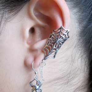 Spider Web Ear Cuff Silver Web and Chained Spider Ear Cuff Bajoran ...