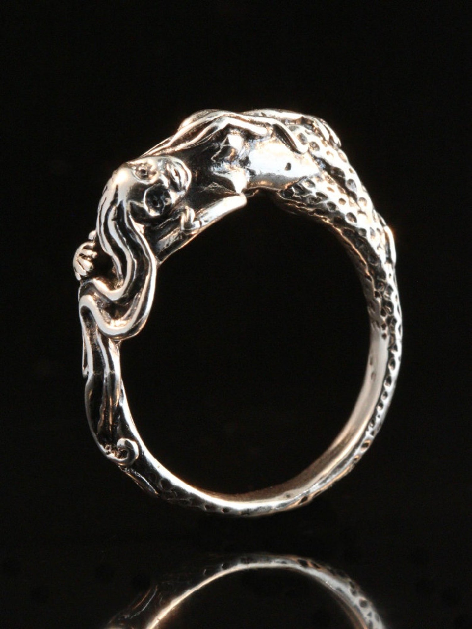 Mermaid Ring Silver Mermaid Sterling Silver Jewelry Laying - Etsy
