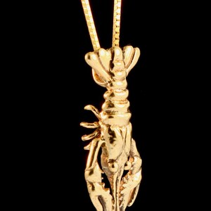 14k Gold Crawfish Necklace Fully Carved Crawfish Charm Crawfish Lover ...