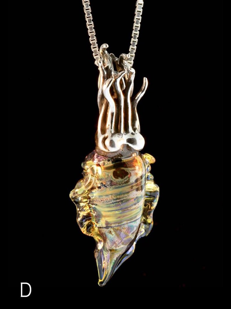 Cuttlefish Necklace Tentacle Pendant Dichroic Glass Jewelry | Etsy