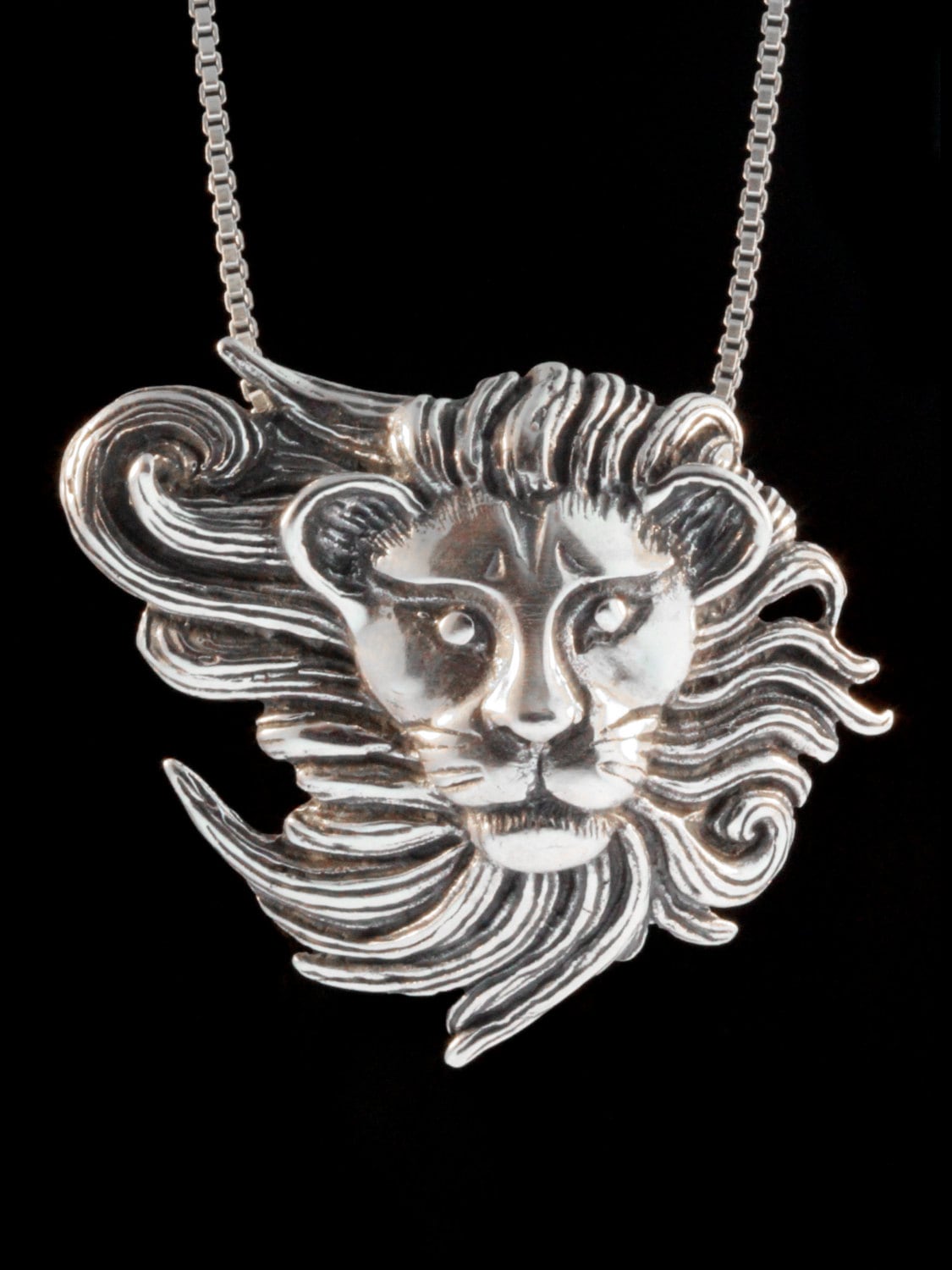 Silver Lion Head Necklace Lion Pendant Lion Jewelry Lion - Etsy