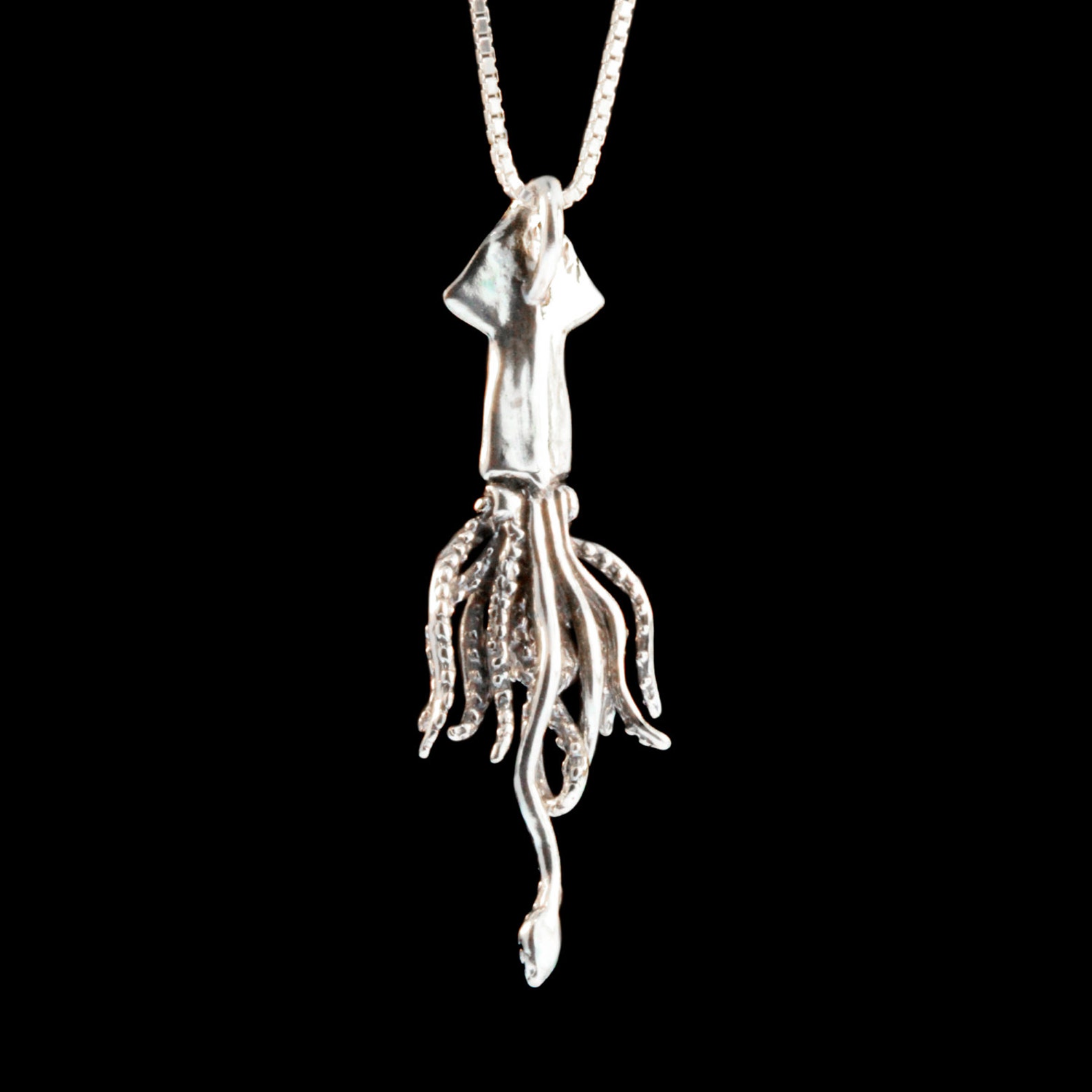 Squid Necklace Silver Squid Charm Squid Jewelry Kraken - Etsy UK