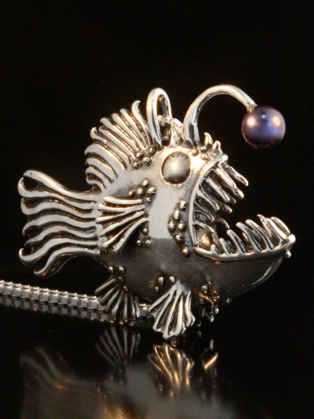 Fish Necklace Large Angler Fish Necklace Fish Pendant Angler Fish ...