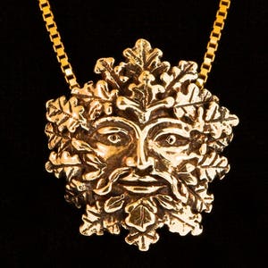 Green Man Pendant - Solid 14K Gold - Sylvan Guardian Pendant - Etsy