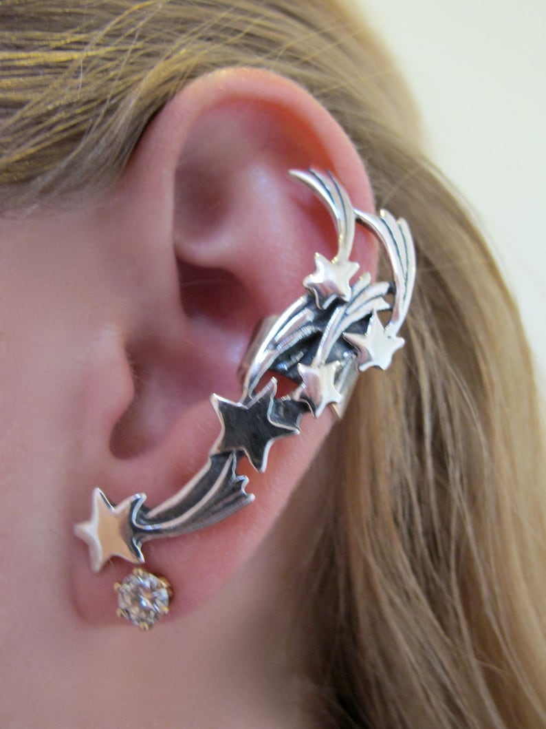 Star Ear Cuff Silver Comet Ear Cuff Star Ear Wrap Star - Etsy