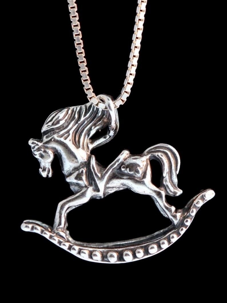 Rocking Horse Necklace Silver Rocking Horse Charm Rocking | Etsy
