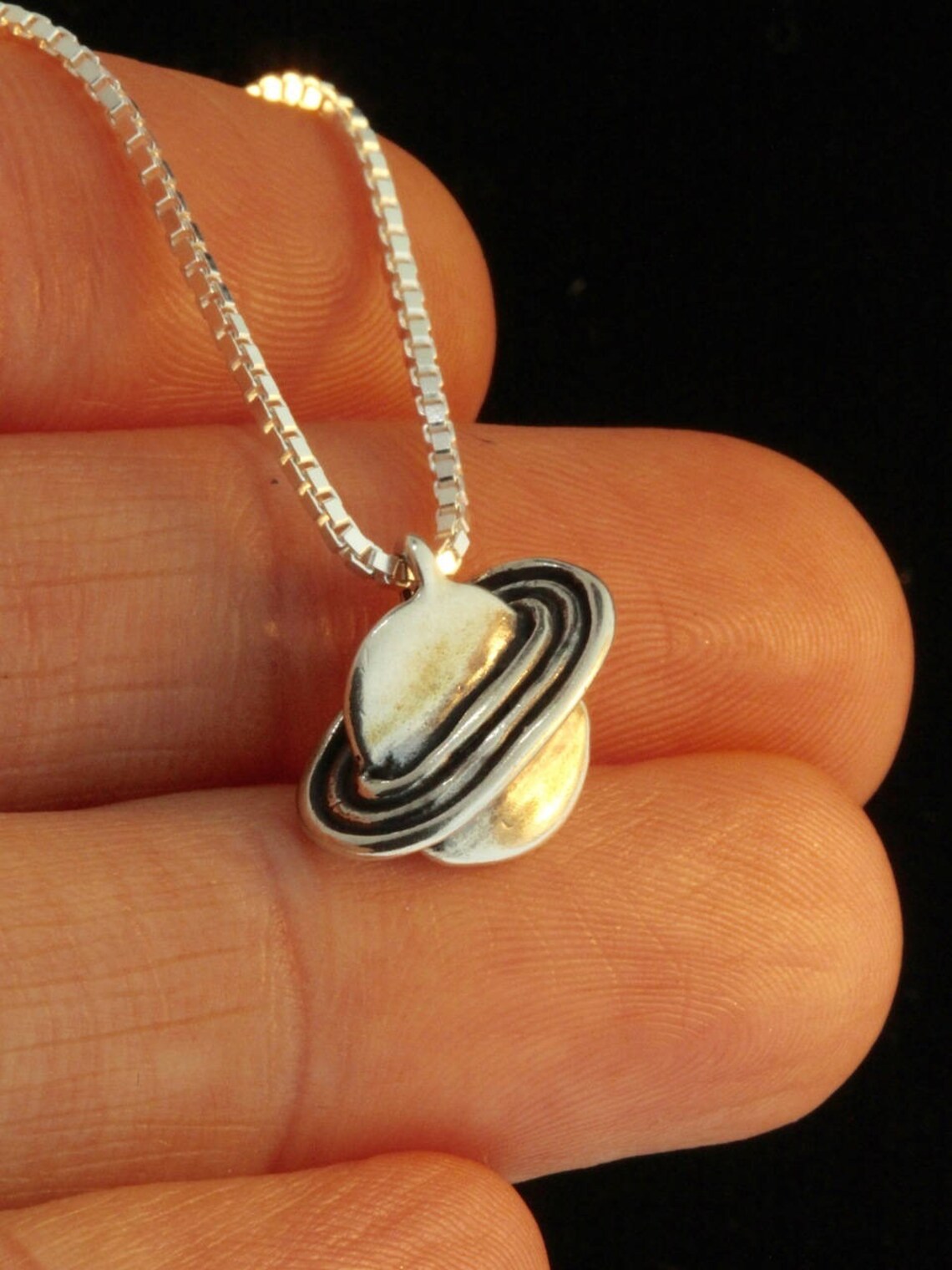 Silver Saturn Charm Pendant Space Jewelry Planet Necklace - Etsy