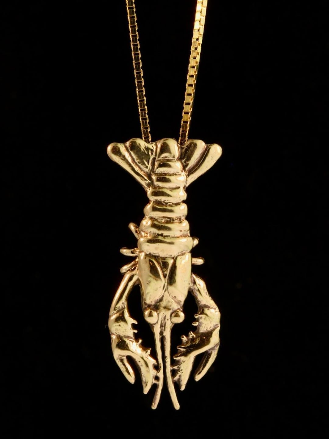 14k Gold Crawfish Necklace Fully Carved Crawfish Charm Crawfish Lover ...