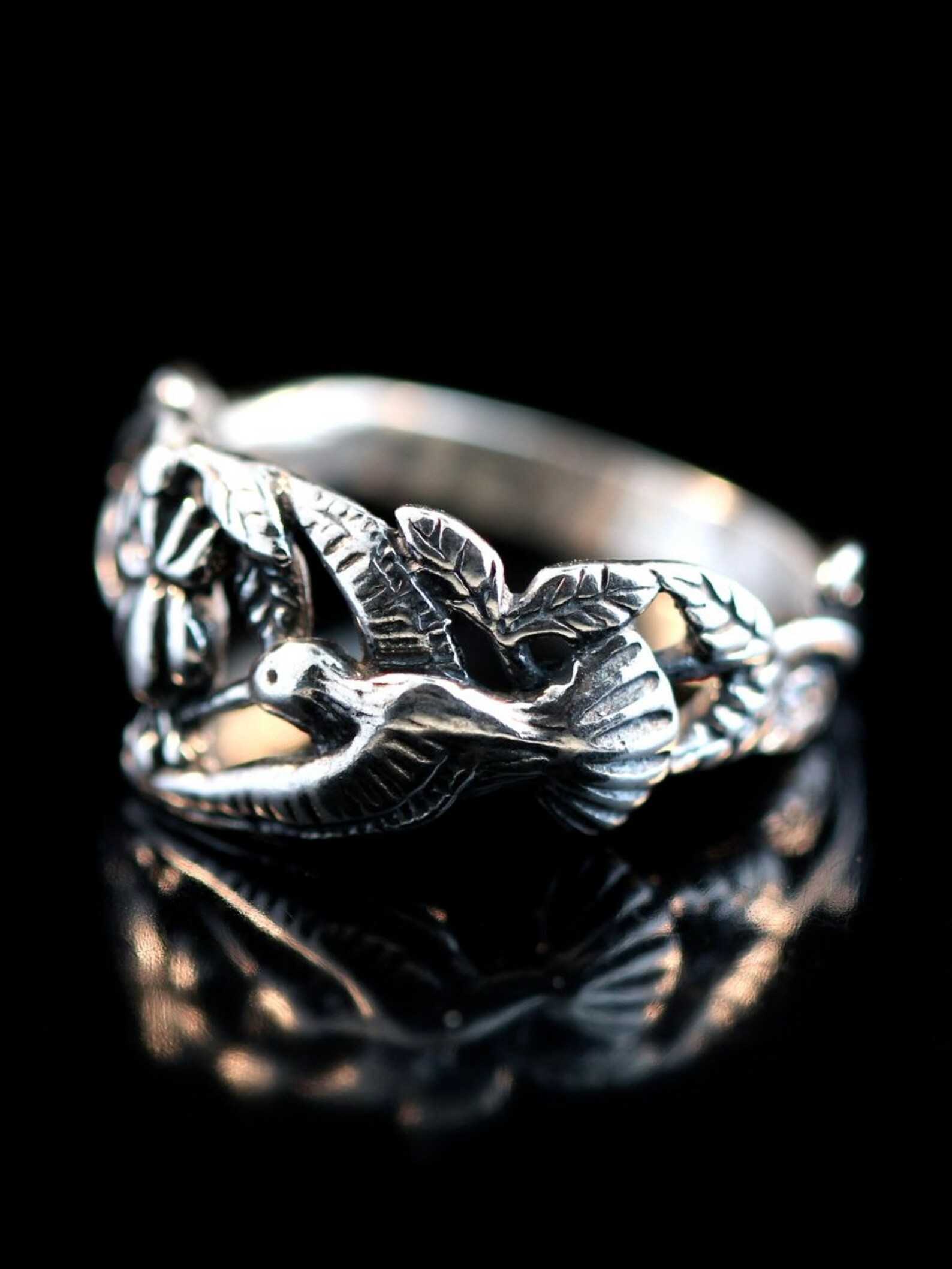 Hummingbird Ring - Sterling Silver - Bird Ring - Etsy