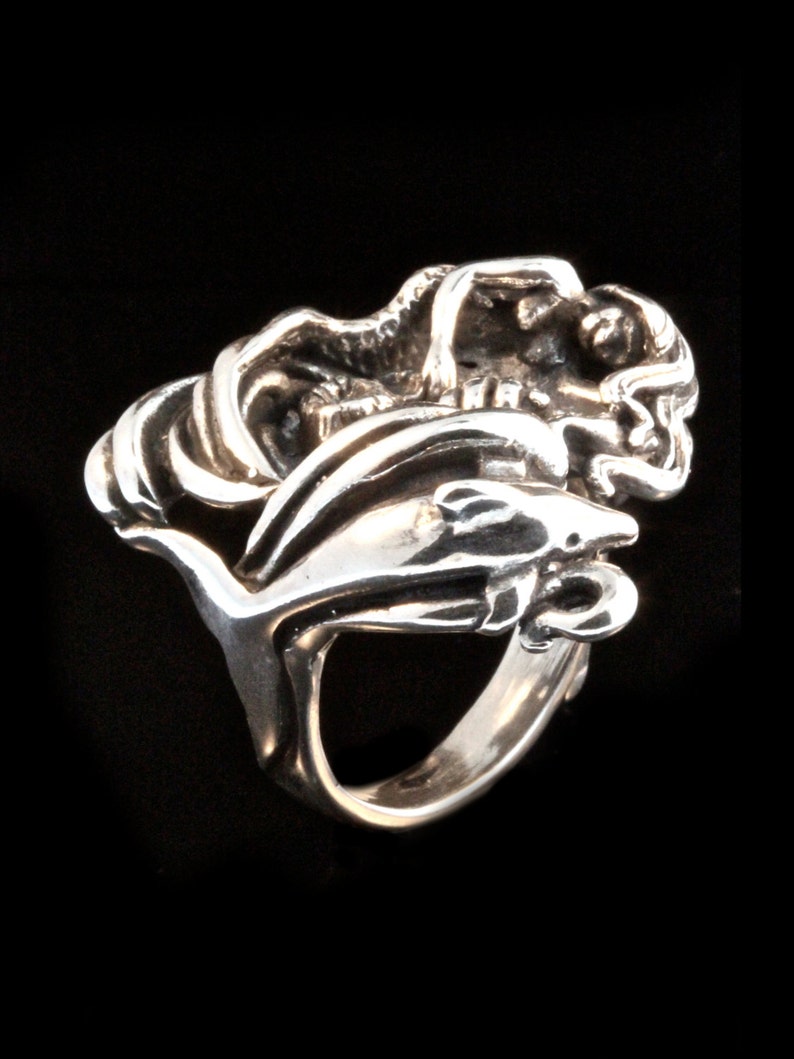 Mermaid Ring Silver Dolphin Ring Mermaid Lagoon Ring Siren - Etsy