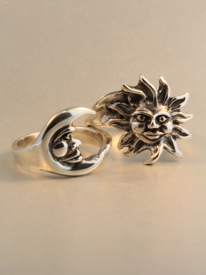 Moon Ring Sun Ring Silver Eclipse Ring Moon Jewelry Sun | Etsy