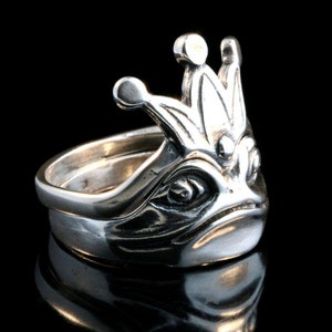 Frog Ring Silver Enchanted Frog and Crown Ring Two Parts Frog Prince ...