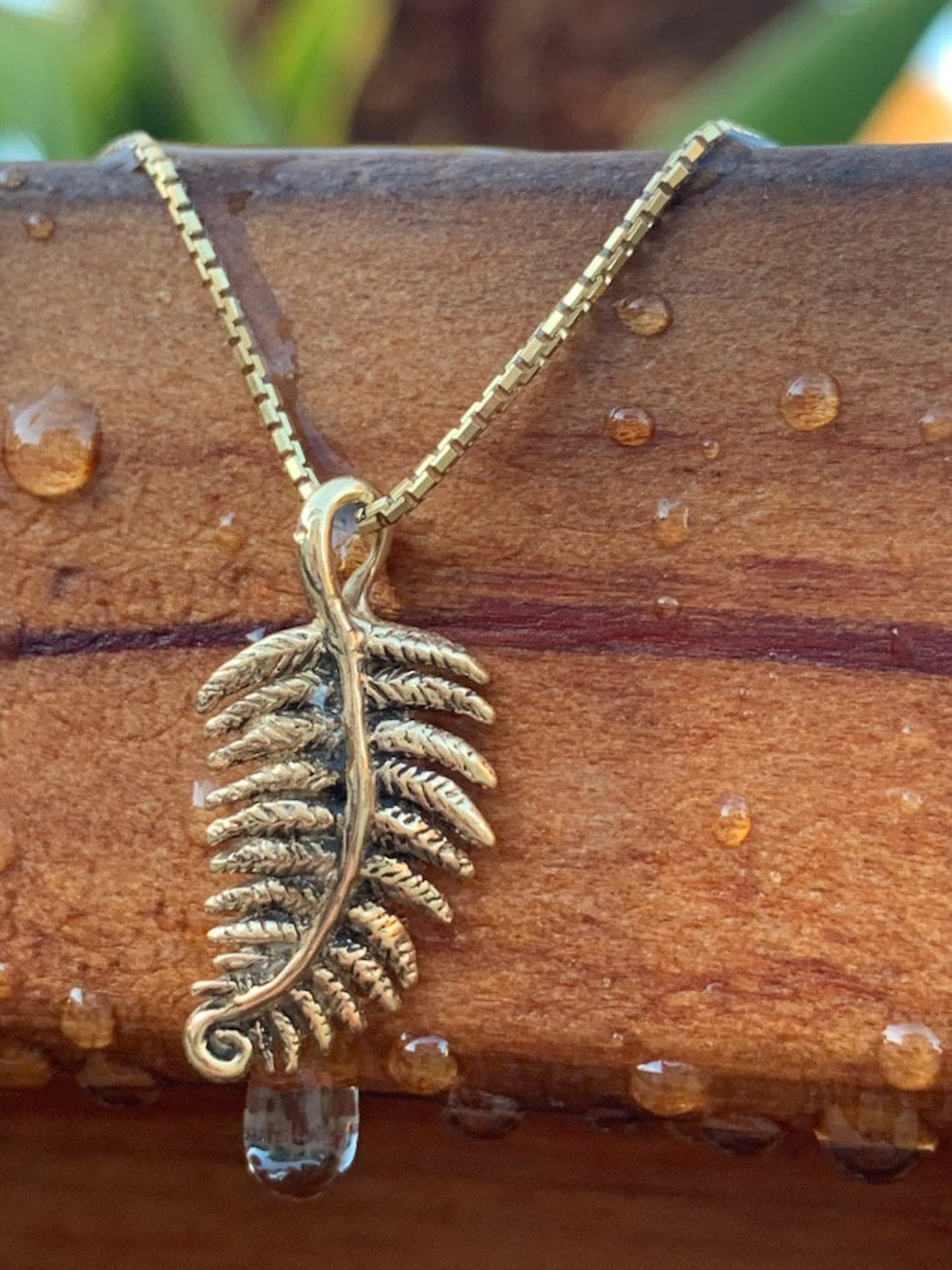 Solid 14k Gold Fern Charm Necklace Tiny Gold Fern Charm Gold - Etsy