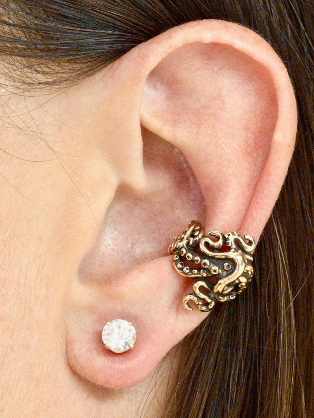 Octopus Ear Cuff Tentacle Twist Ear Cuff 14K Gold Ear Cuff Octopus ...