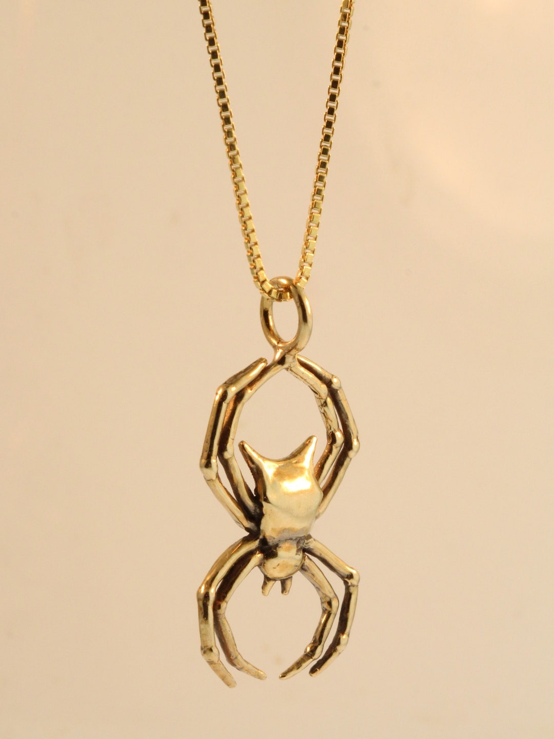 14k Gold Spider Necklace Orb Weaver Spider Jewelry Insect Jewelry Bug ...