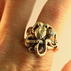 Octopus Ring With .25 Ct. Diamond - Solid 14k Gold - Diamond Embrace ...