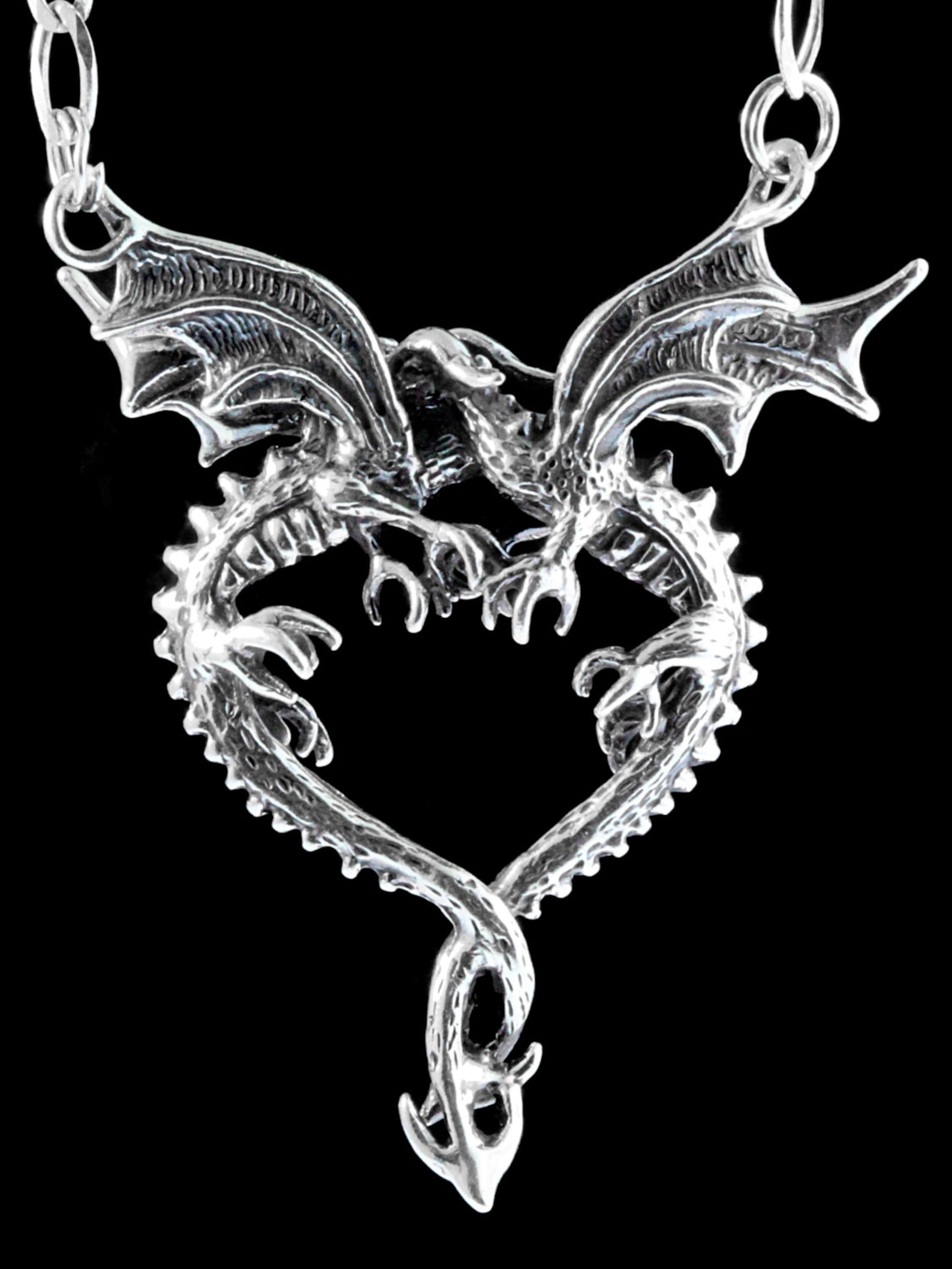 Dragon Necklace Dragon Heart Pendant With Figaro Chain - Etsy