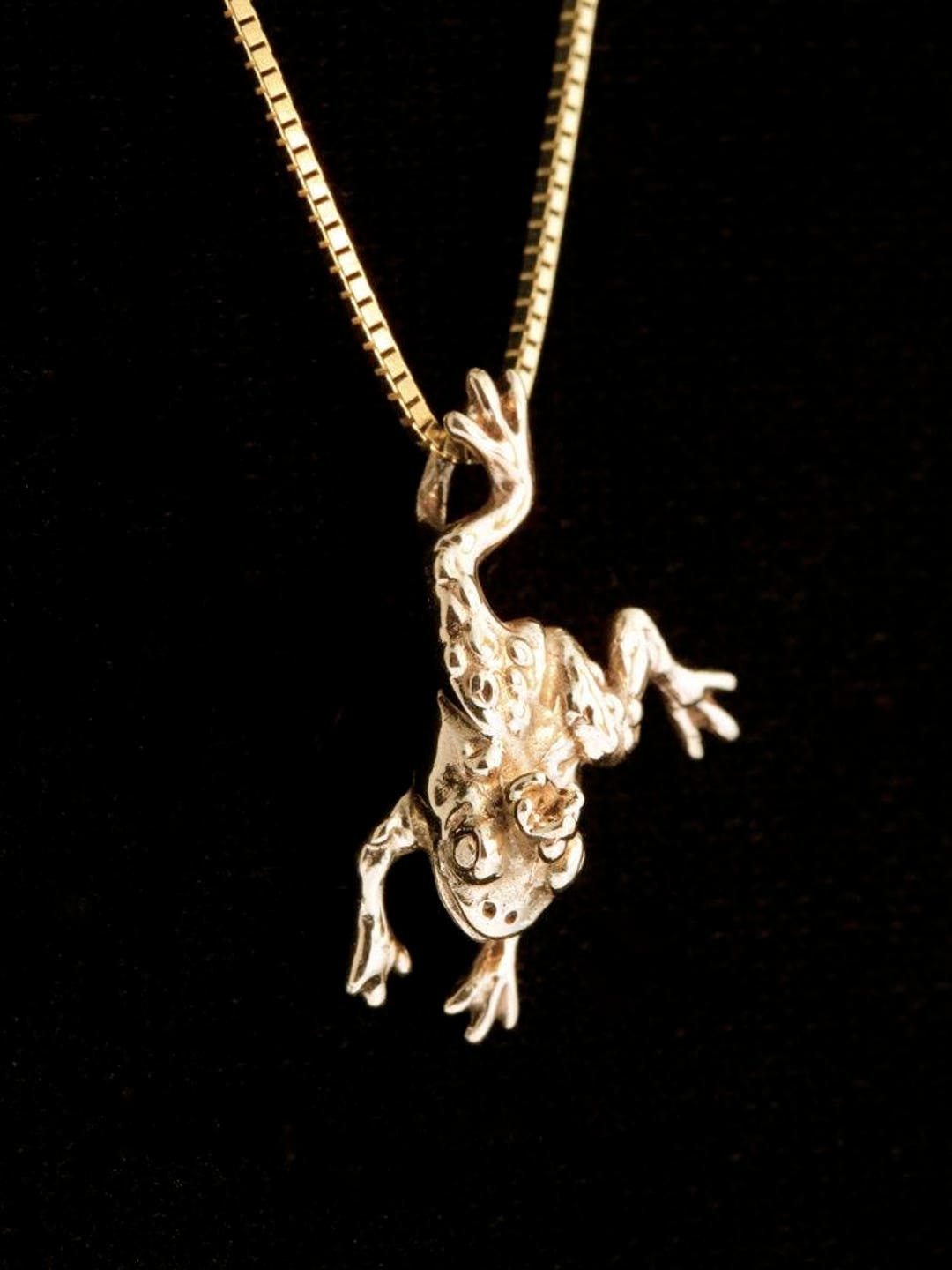 Gold Frog Prince Charm Pendant 14k Gold Frog Necklace Enchanted Frog ...