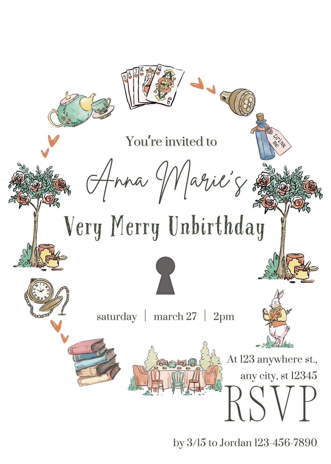 Alice in Wonderland Birthday Invitation Template, A Very Merry ...
