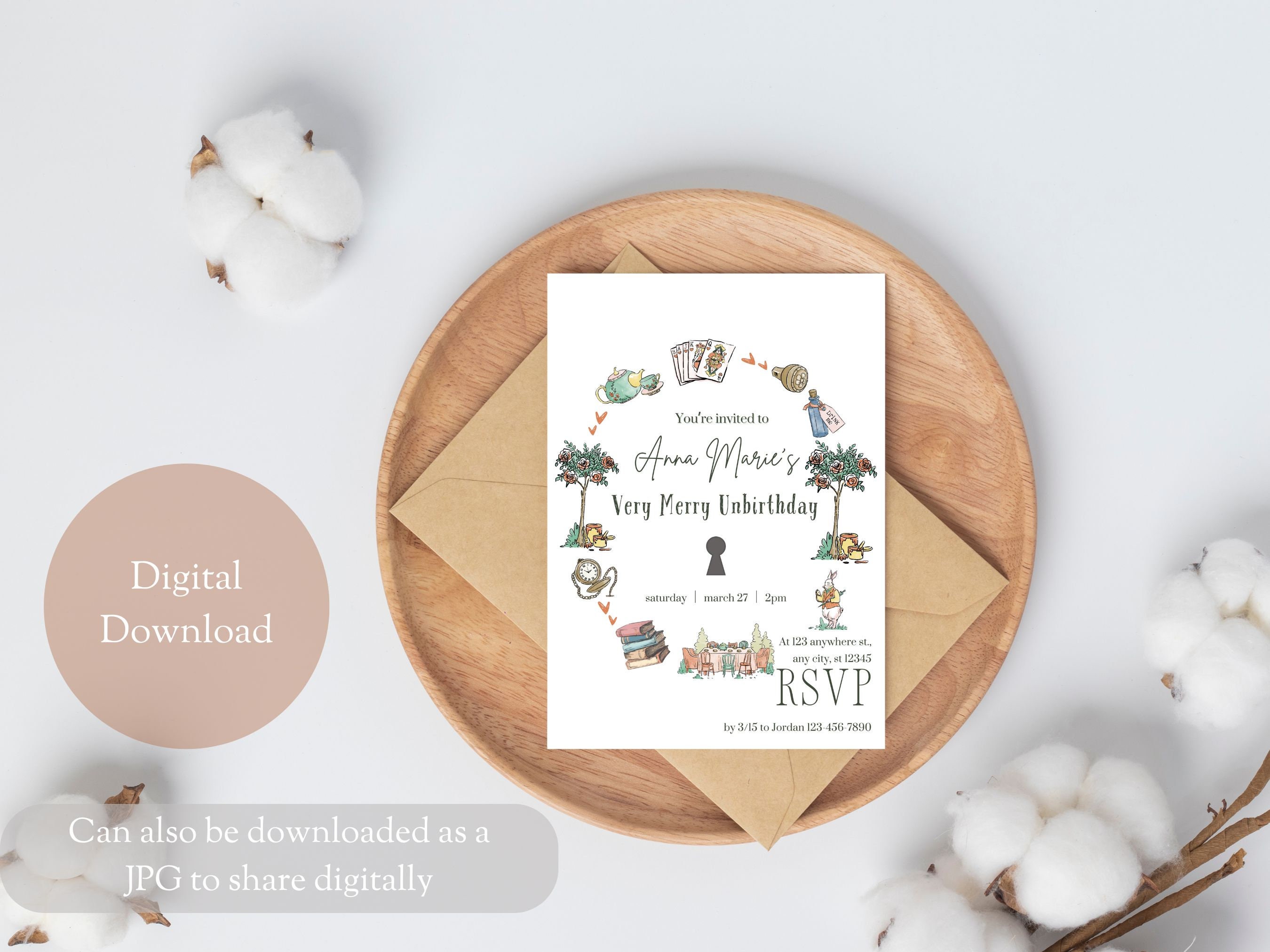 Alice in Wonderland Birthday Invitation Template, A Very Merry ...