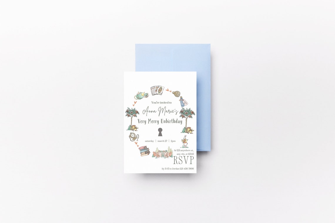 Alice in Wonderland Birthday Invitation Template, A Very Merry ...