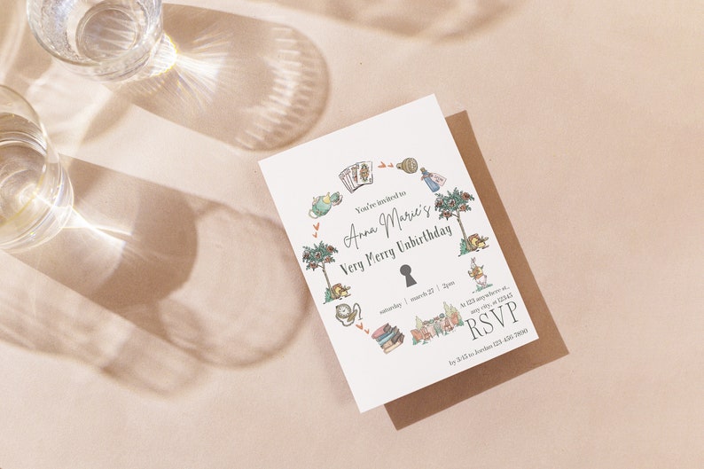 Alice in Wonderland Birthday Invitation Template, A Very Merry ...