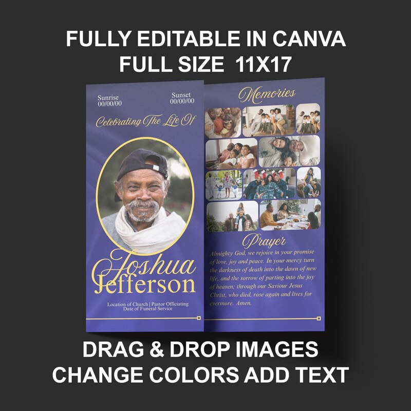 Tri Fold Funeral Program - Etsy