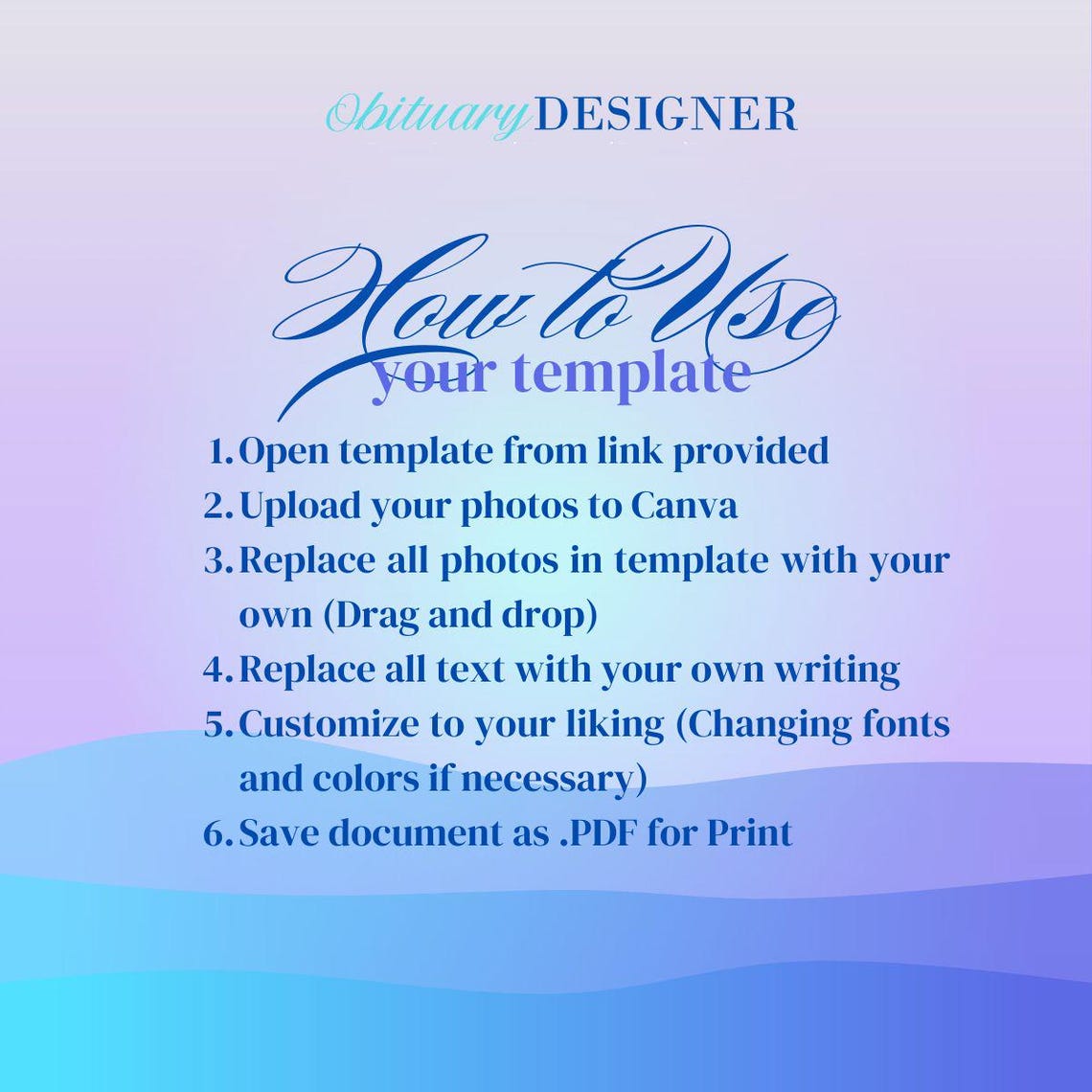 Funeral Program Template | Modern Style Blue, Yellow, Stone | 4 Page ...