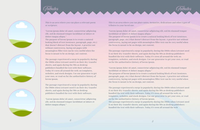 Pastel Color Funeral Program Template 8 Page Fully Editable Canva - Etsy