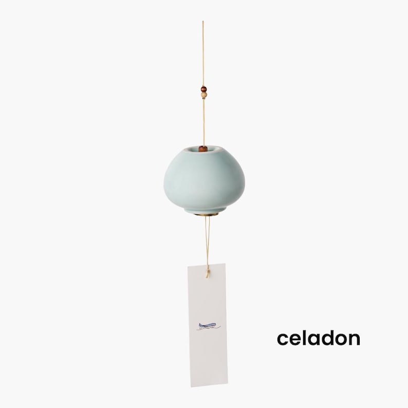 Handmade Moon Jar Wind Chimes for Outdoor, Small Ceramic Windchime ...