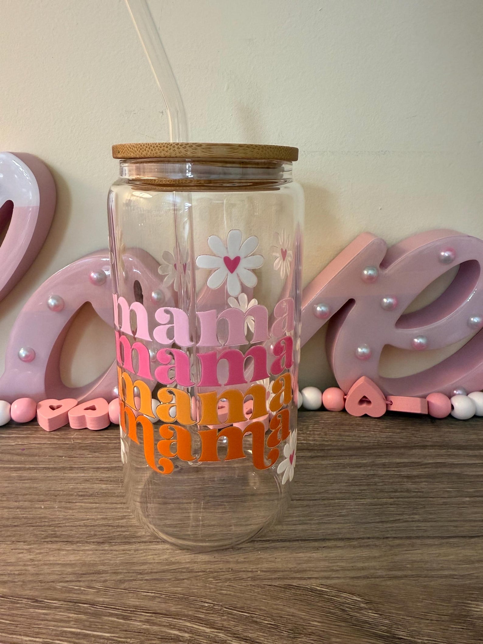 Floral Mama Cup, Mama Glass Cup, New Mom Gift, Mama Gift, Mama Cup ...