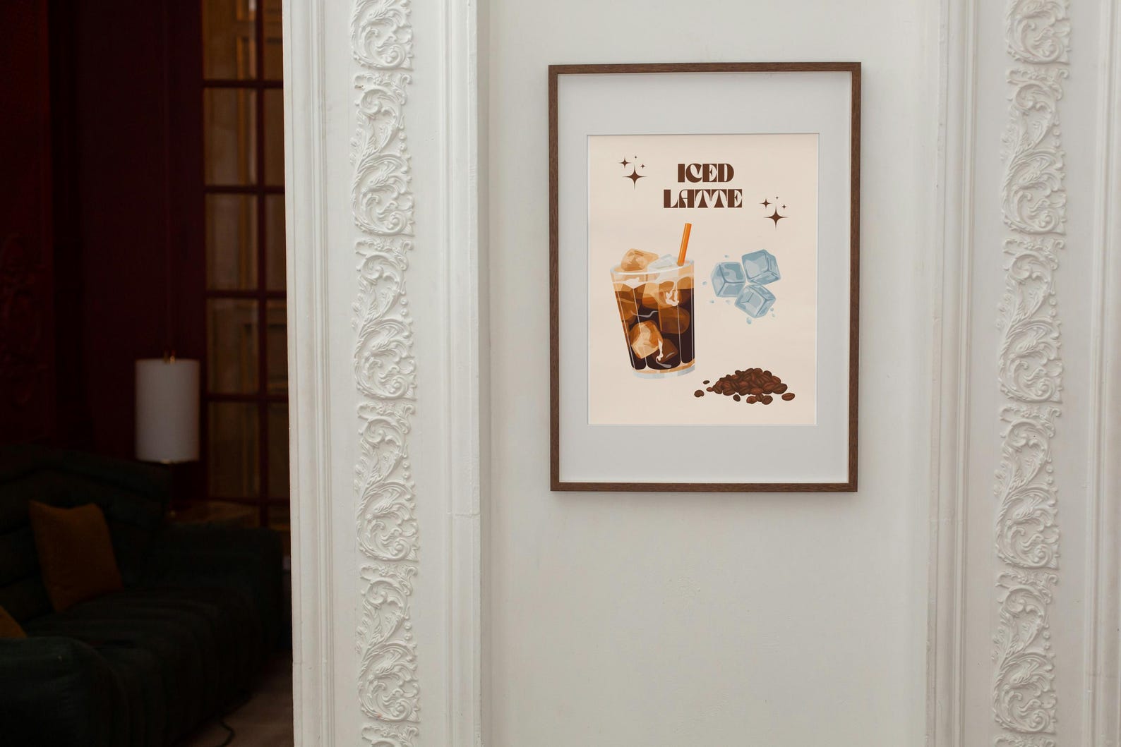 Iced Latte Poster | Coffee Print | Retro Poster | Kitchen Decor | Cafe ...