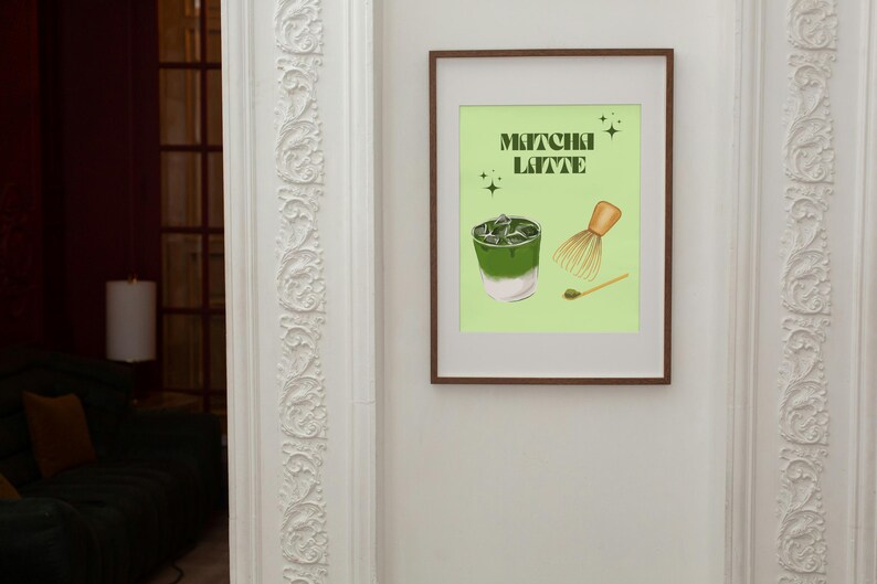 Matcha Latte Poster | Kitchen Art | Aesthetic Kitchen Print | Trendy ...