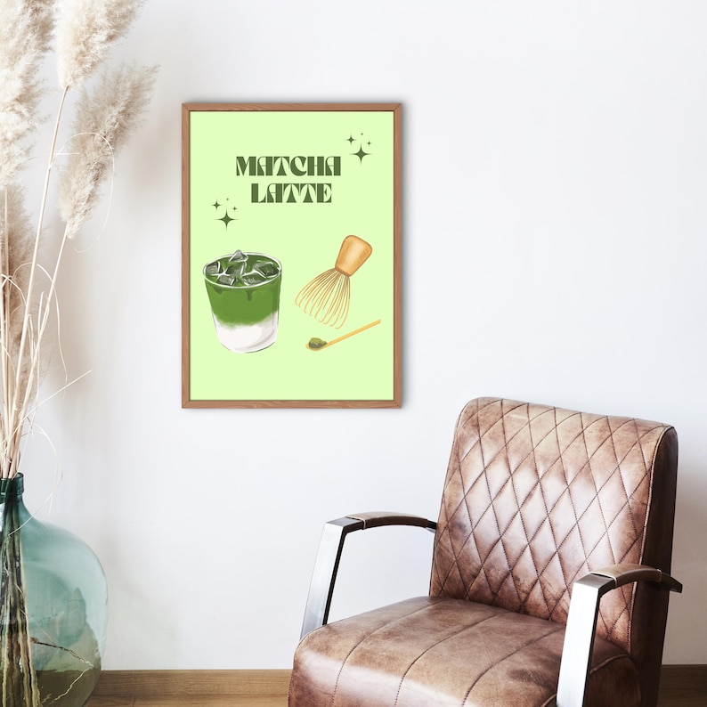 Matcha Latte Poster | Kitchen Art | Aesthetic Kitchen Print | Trendy ...