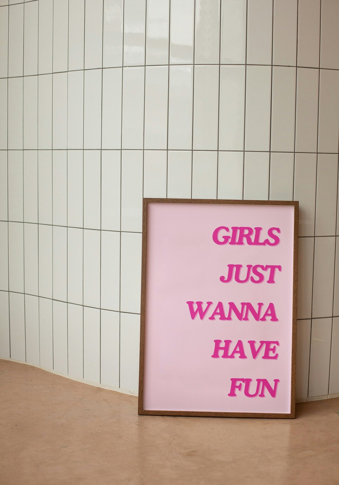 Girls Just Wanna Have Fun Poster | Digital Wall Art | Girly Pink Poster ...