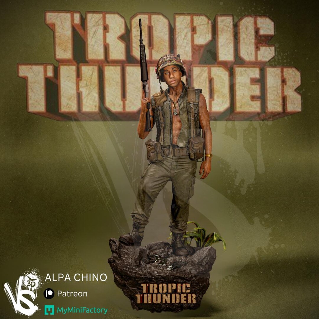Alpa Chino 3D Printed Figure, Tropic Thunder Movie Resin Statue ...