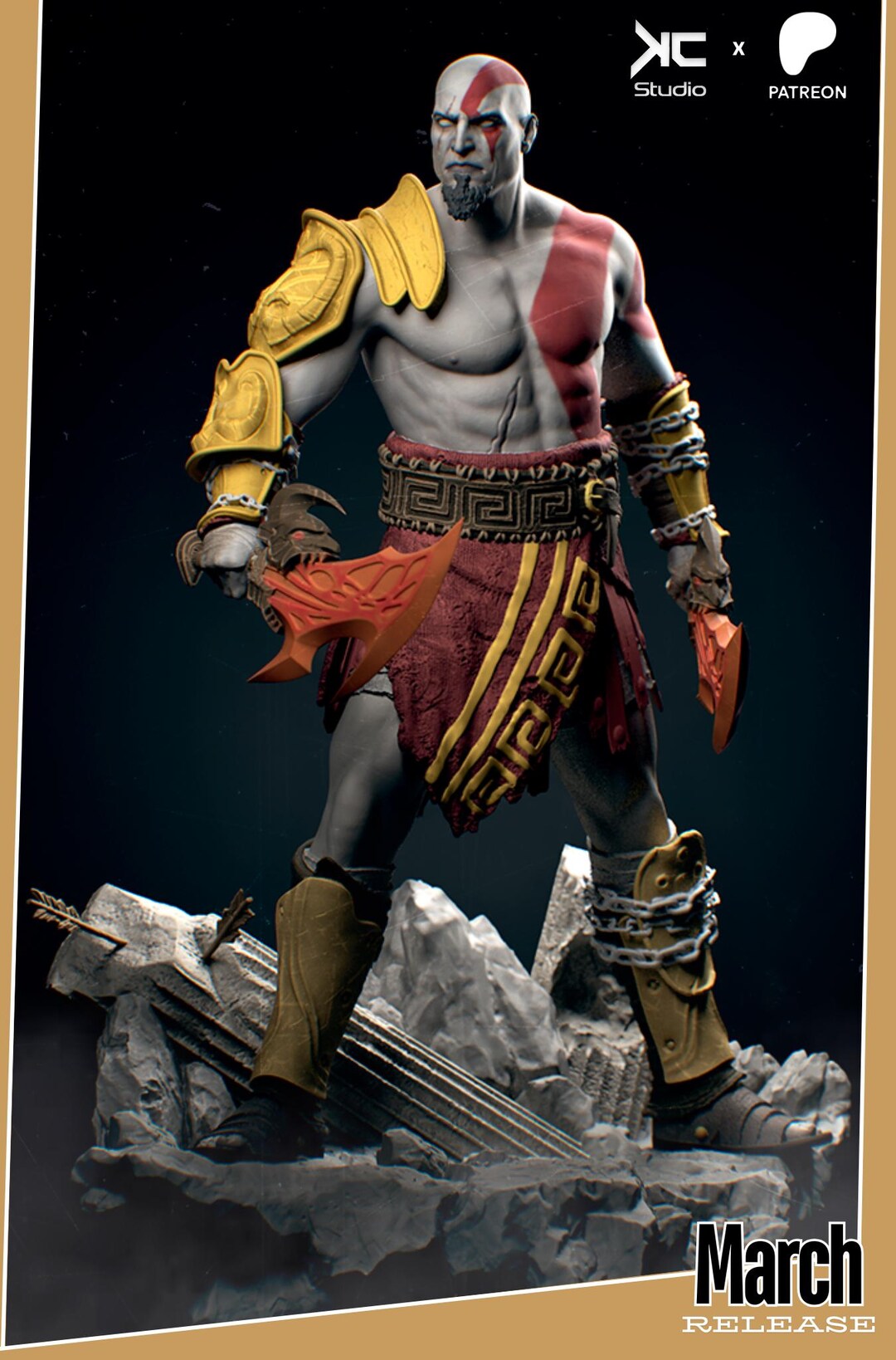 Kratos 3D Printed Figure, God of War Collectible Statue, Unpainted - Etsy
