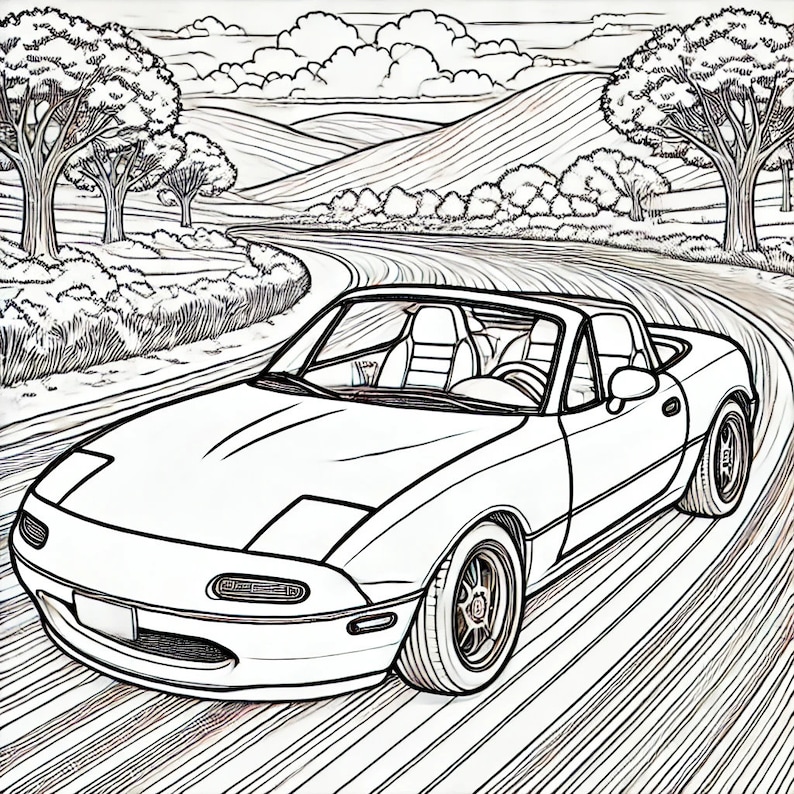 Miata Coloring Book JDM Coloring Book MX5 Coloring Book Eunos Roadster ...