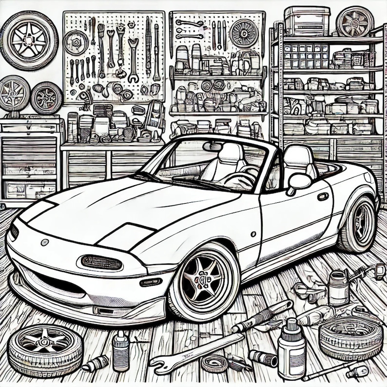 Miata Coloring Book JDM Coloring Book MX5 Coloring Book Eunos Roadster ...